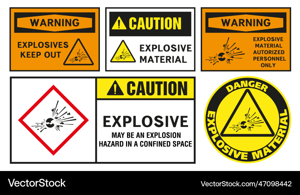 Explosive warning signs hazard Royalty Free Vector Image