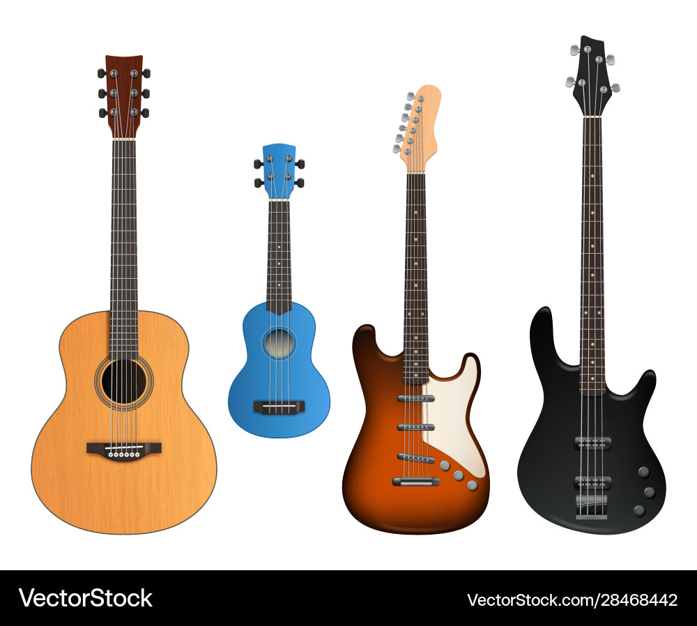Guitars realistic musical instruments sound Vector Image