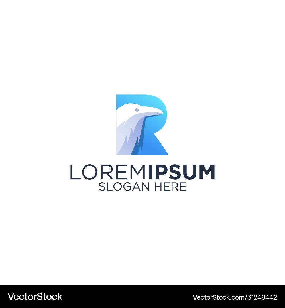 Letter r raven logo designs Royalty Free Vector Image