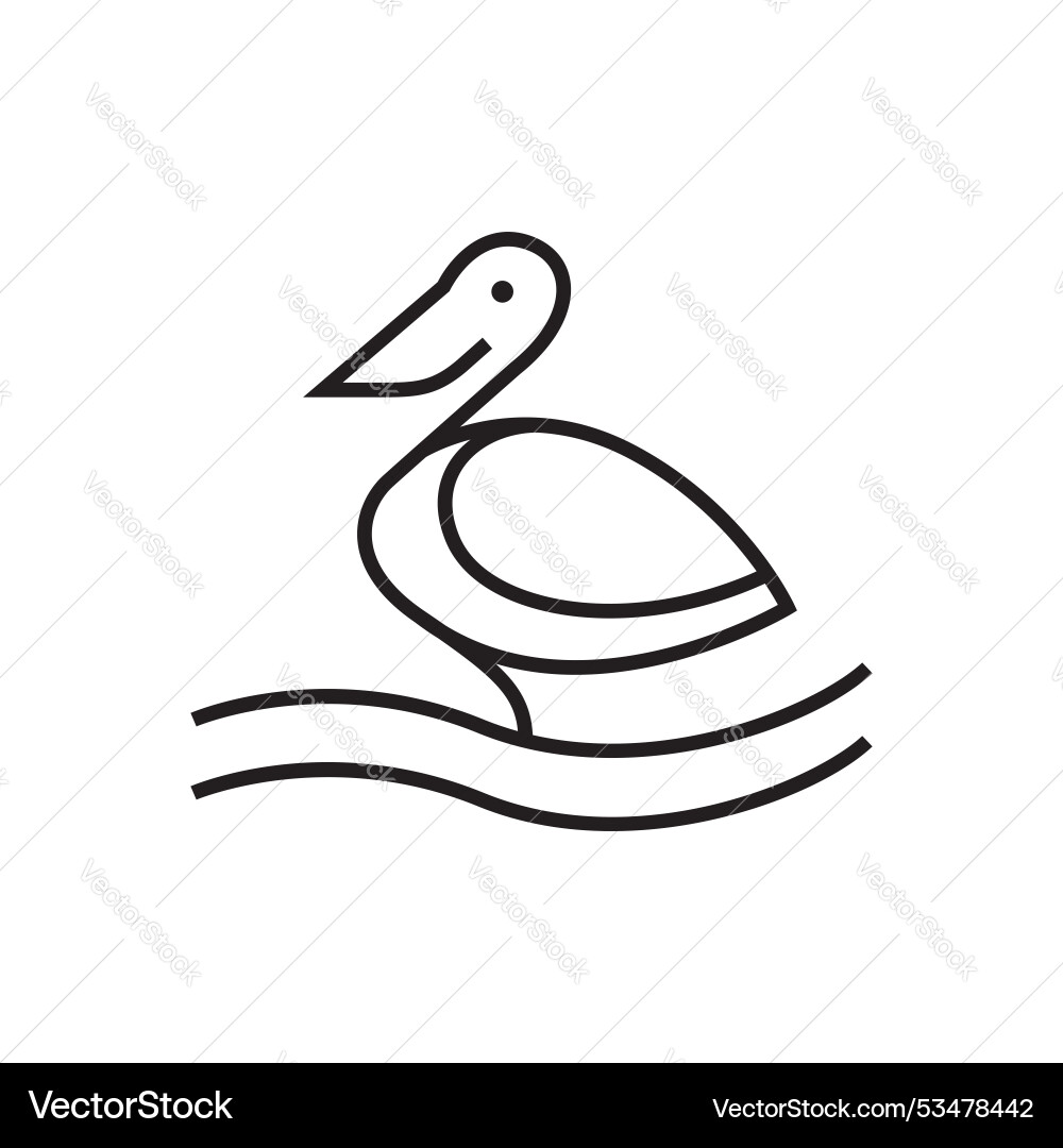 Pelican bird line art simple logo design Vector Image