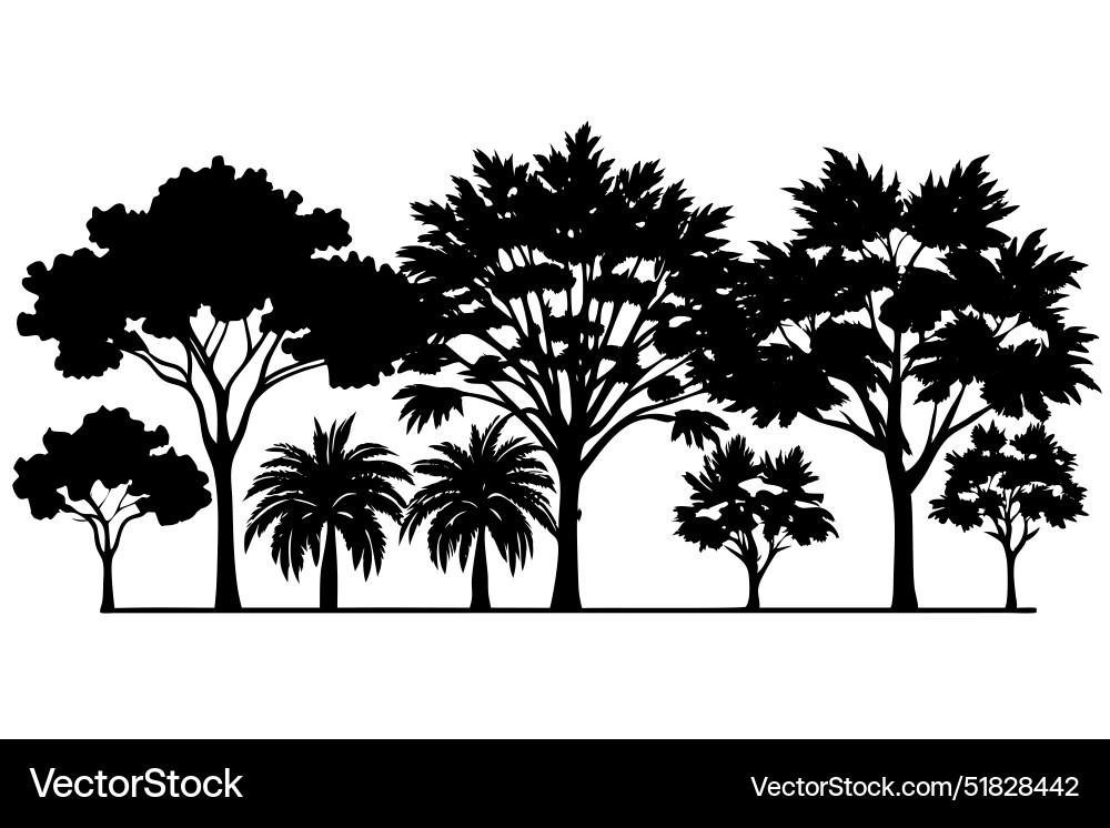 Small tree line drawing set j Royalty Free Vector Image