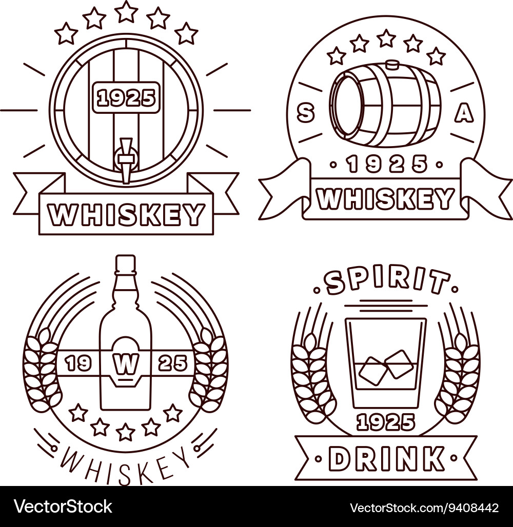 Whiskey Logo Collection - Minimalist Style Vector Image