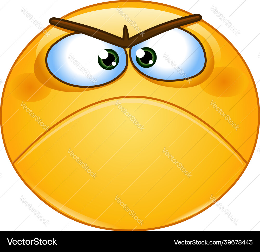 Angry grumpy emoticon Royalty Free Vector Image