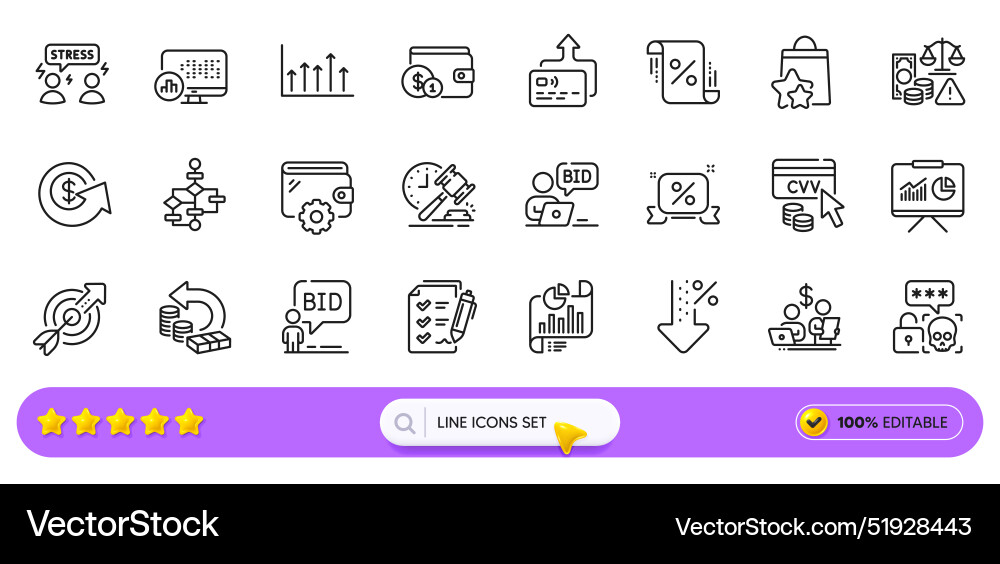 Auction block diagram and online line Royalty Free Vector