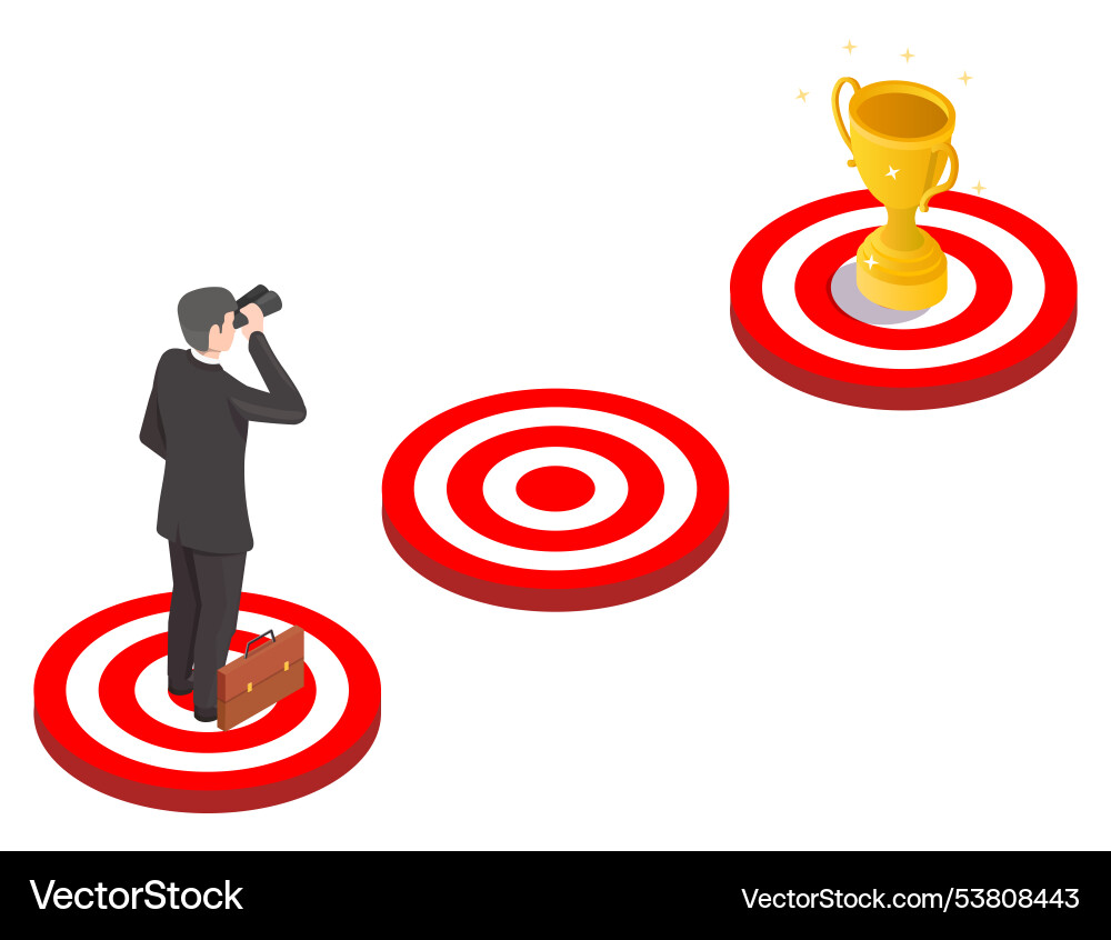 Businessman looking through binocular searching Vector Image