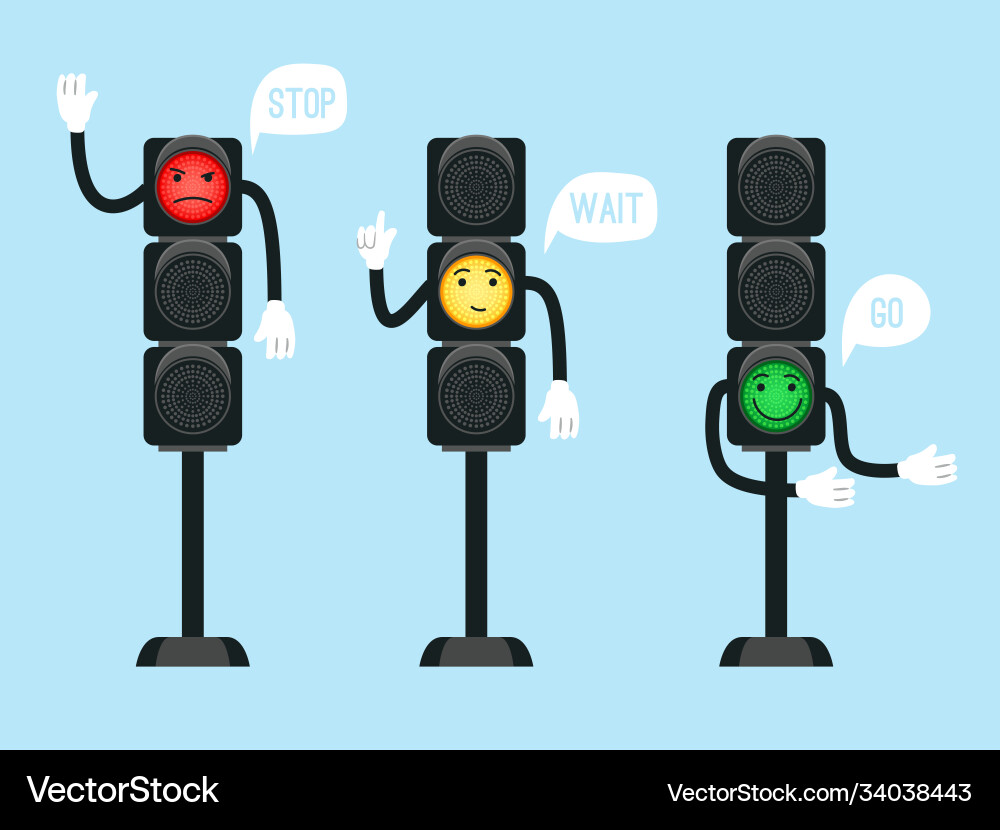 Cartoon traffic lights Royalty Free Vector Image