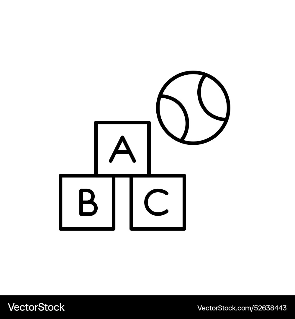 Children toys alphabet blocks and ball learning Vector Image