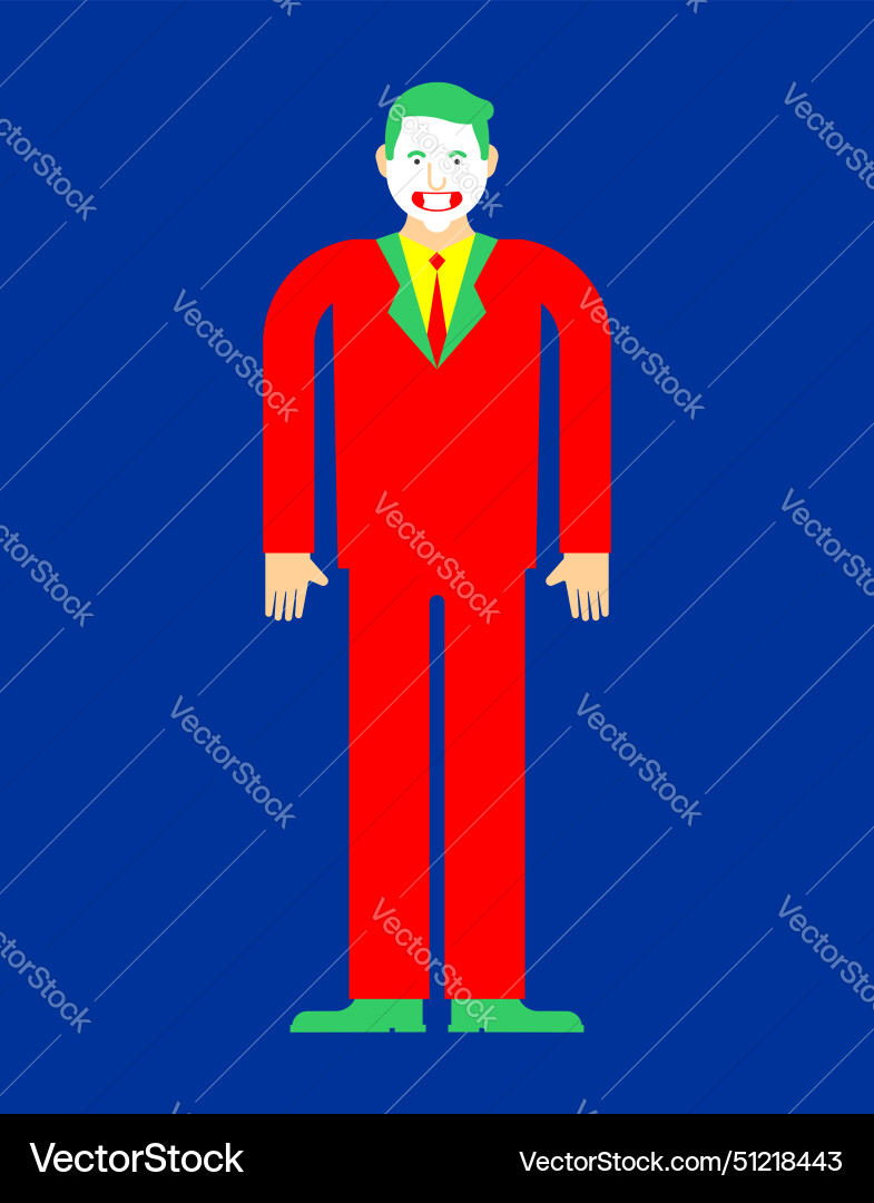 Clown in red suit and green hair sneaky grin evil Vector Image Clown in red suit and green hair sneaky grin evil Vector Image