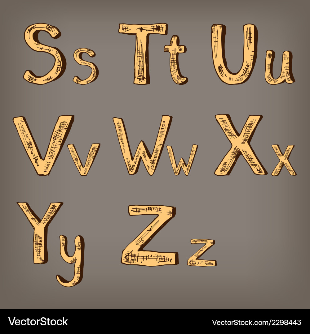 Hand-Drawn Alphabet Letters Royalty Free Vector Image