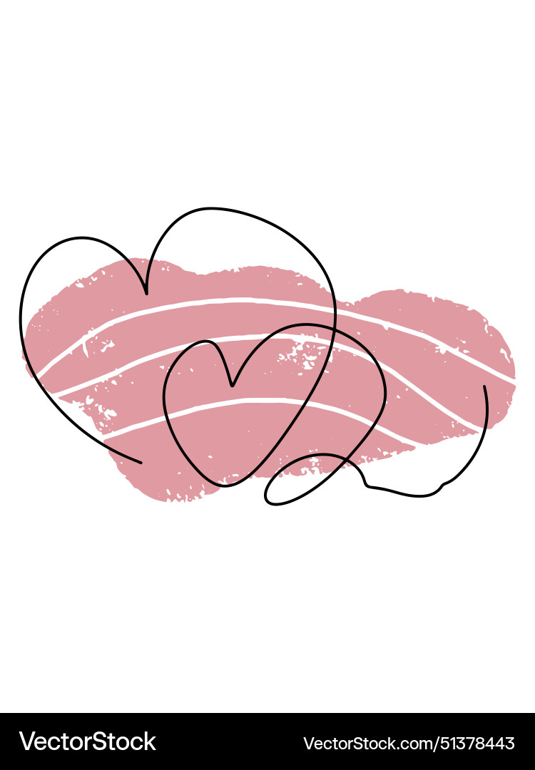Hearts with abstract pink spots line art one Vector Image