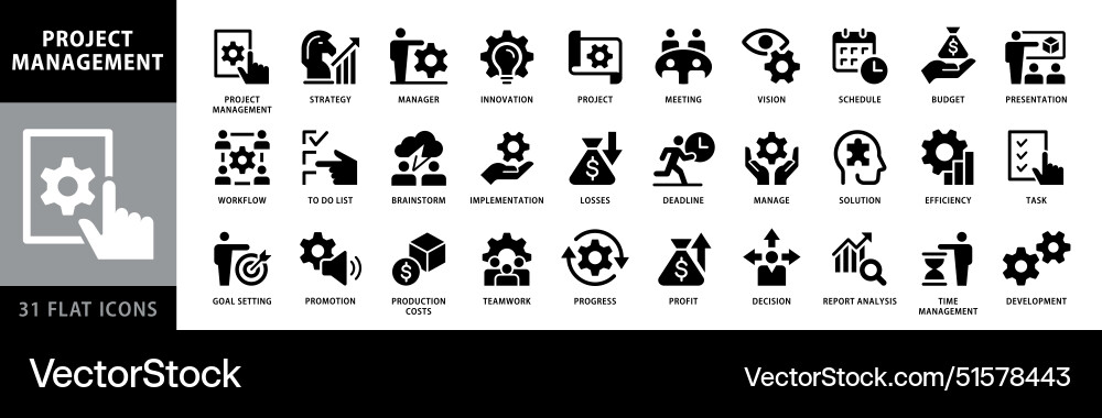 Icon project set research business management Vector Image Icon project set research business management Vector Image