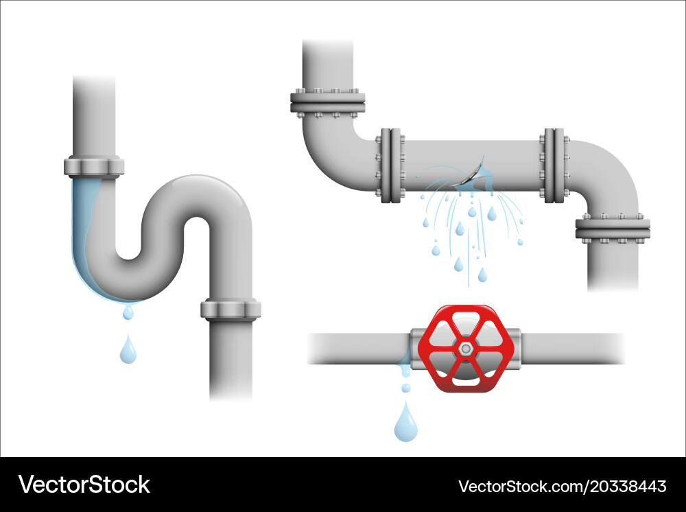 Leaking pipe set Royalty Free Vector Image - VectorStock