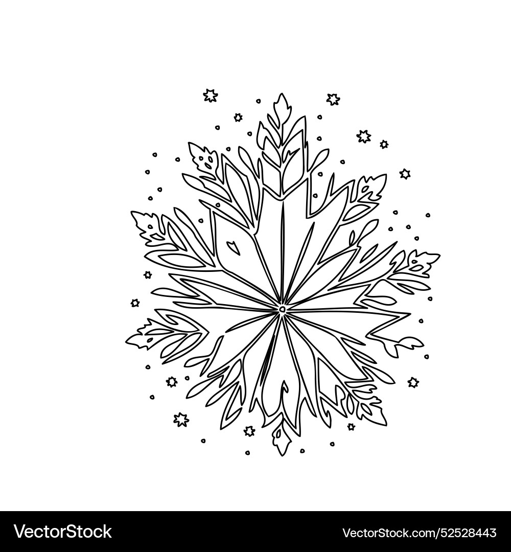 Snow flake outline sketch Royalty Free Vector Image