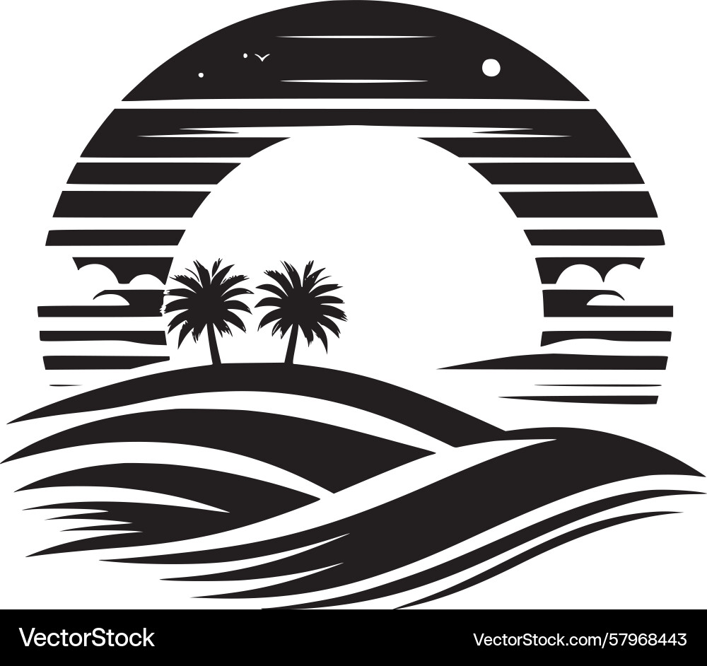 Tropical Sunset Silhouette Royalty Free Vector Image