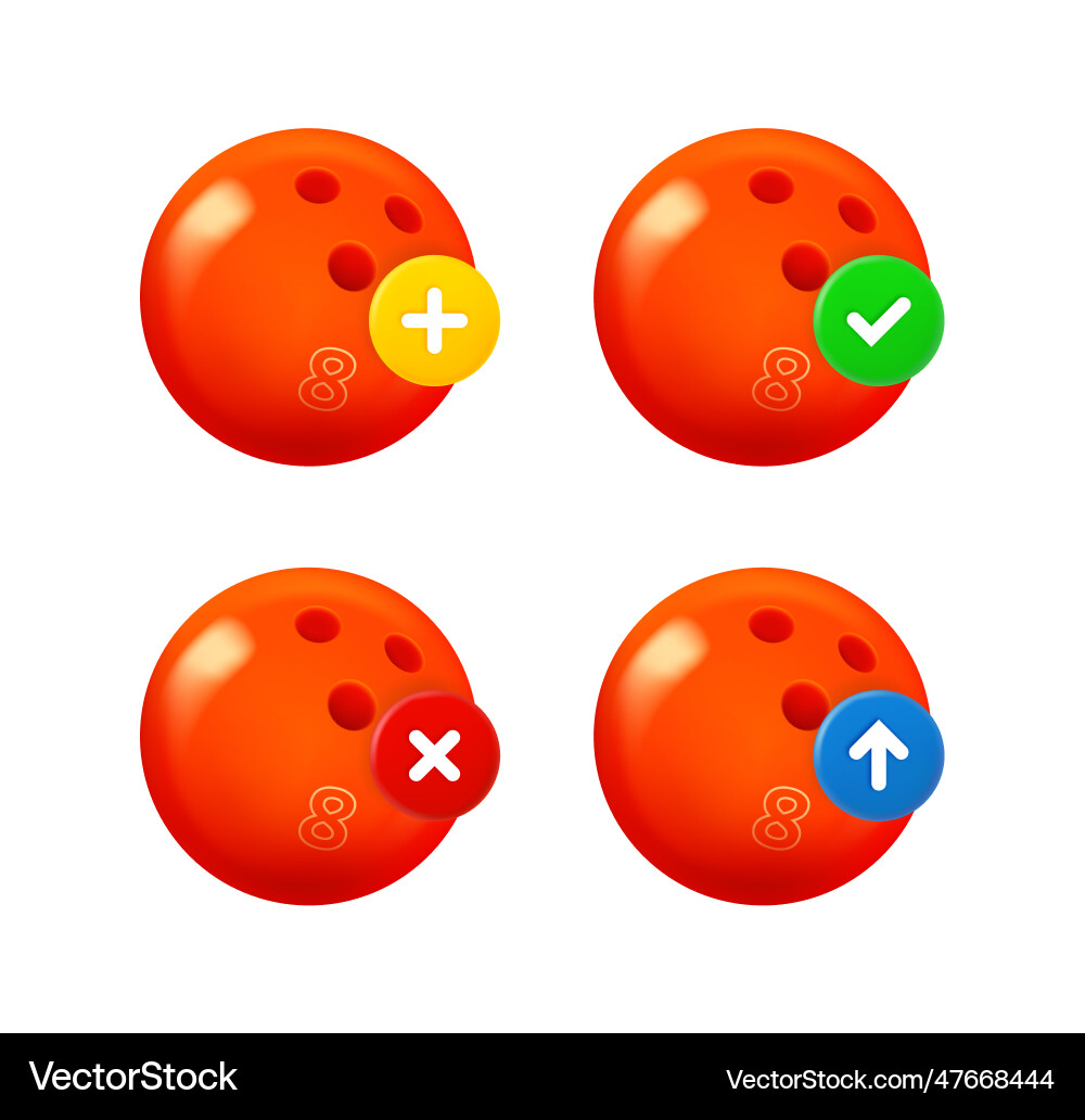 Bowling ball icon set with different pictograms Vector Image