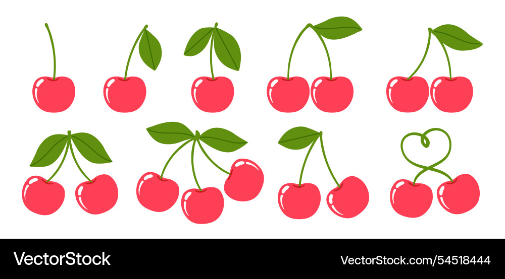 Cherry cartoon red cherries cute ripe berry Vector Image
