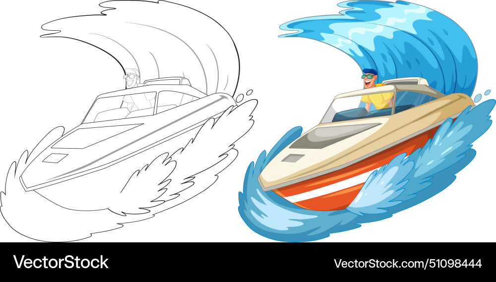 Colorful speedboat riding high on dynamic blue Vector Image