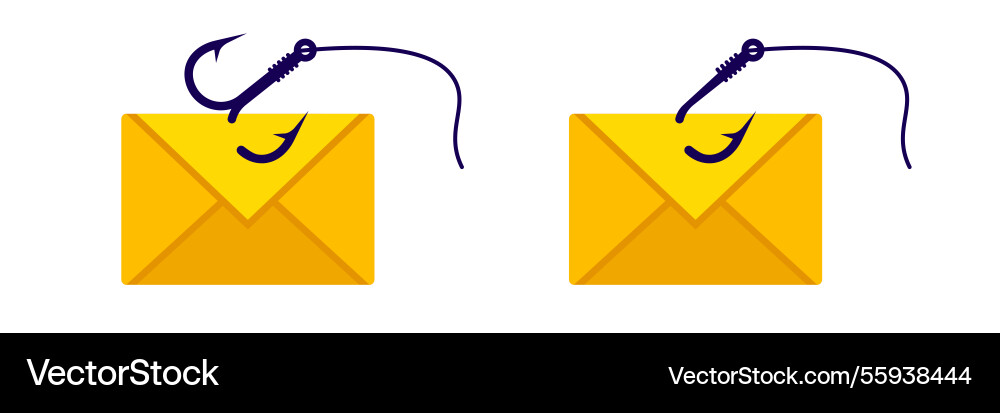 Envelopes with fishing hooks symbolizing email Vector Image
