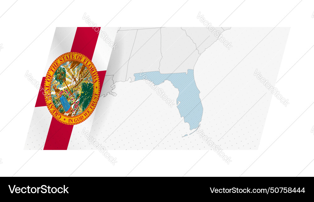 Florida map in modern style with flag Royalty Free Vector