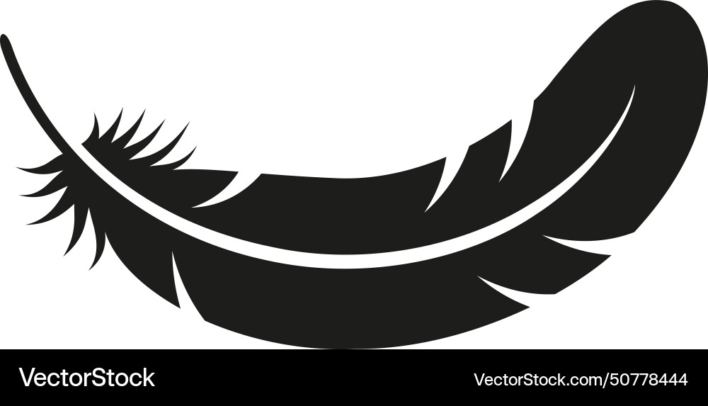 Flying feather black icon lightweight symbol Vector Image