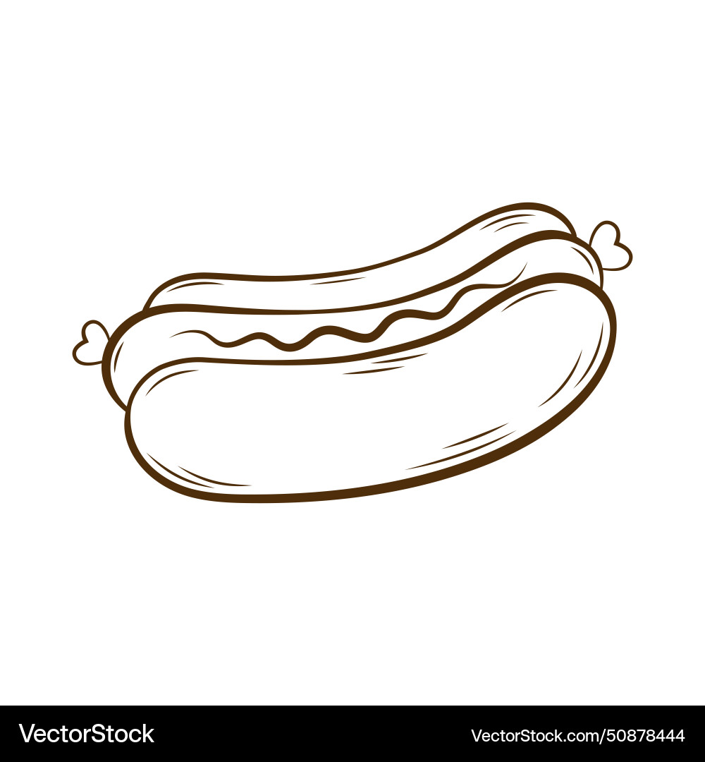 Hot dog outline icon on white background fast Vector Image