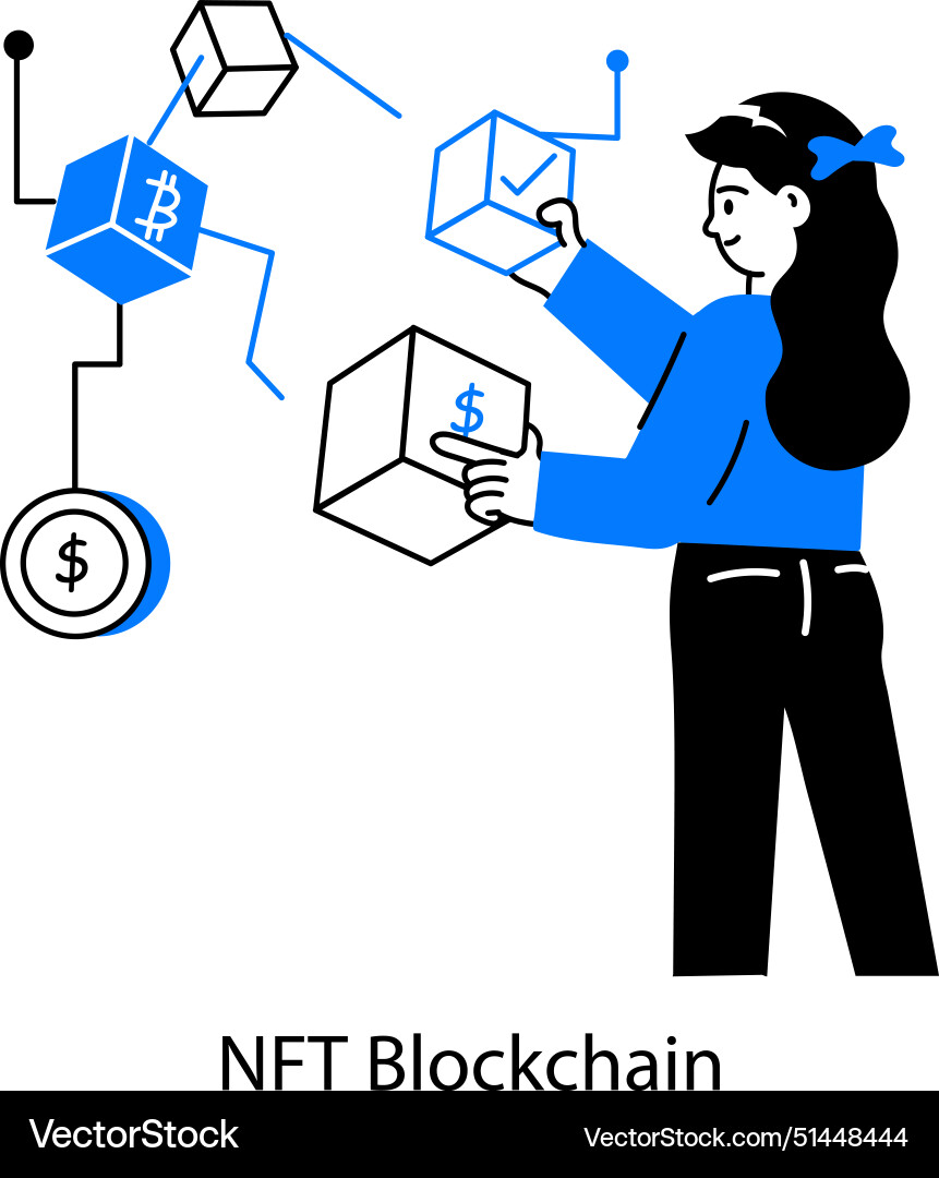 Nft blockchian Royalty Free Vector Image - VectorStock