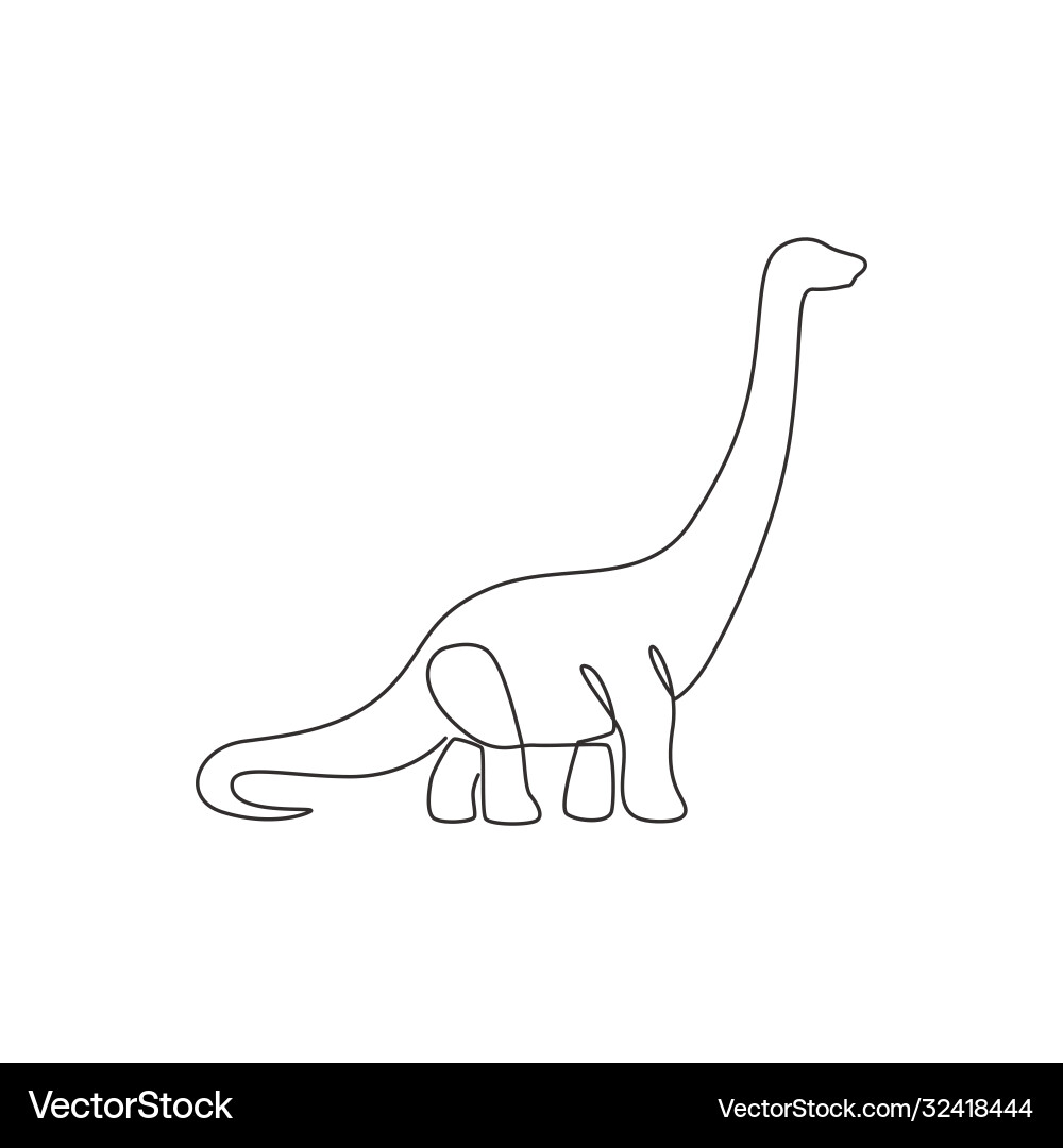 Single Line Dinosaur Sketch Royalty Free Vector Image
