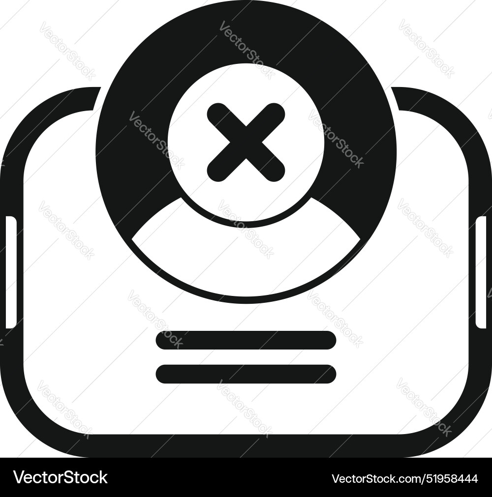 Smartphone showing user account blocked with cross