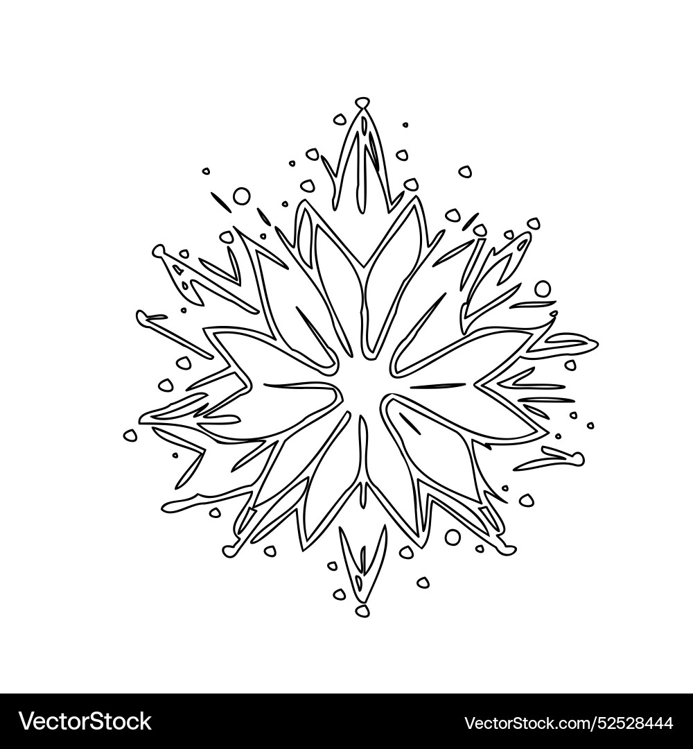 Snow flake outline sketch Royalty Free Vector Image