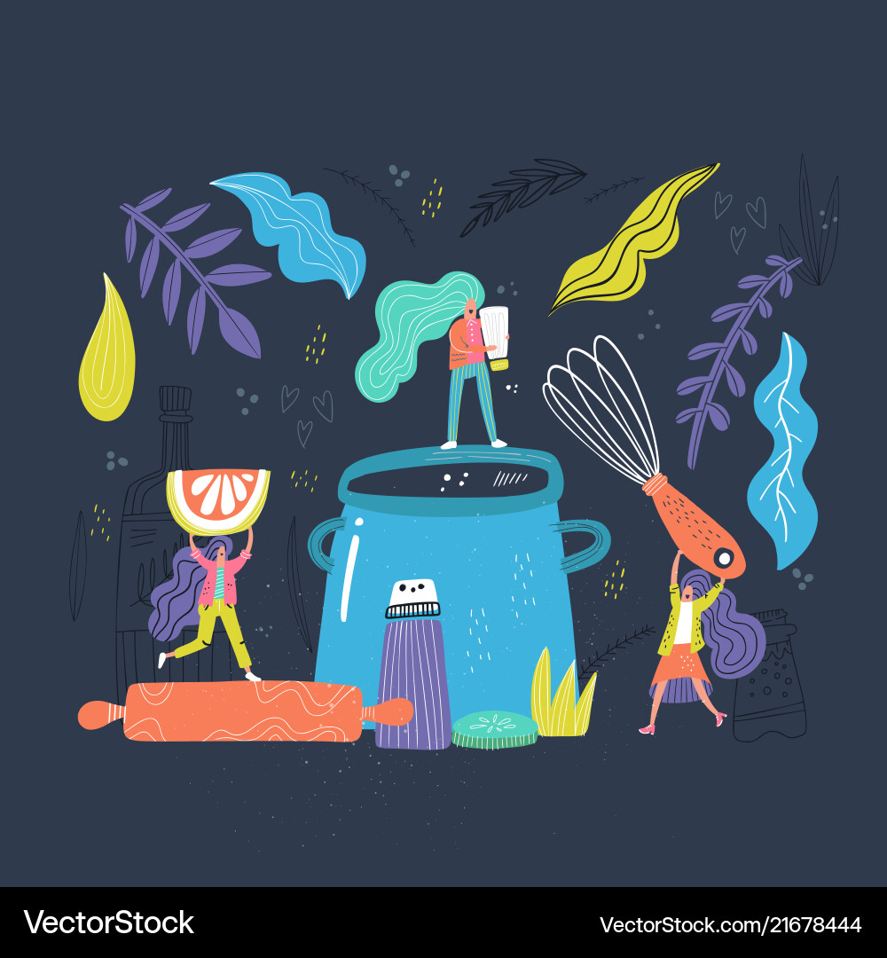 Women in cooking Royalty Free Vector Image - VectorStock