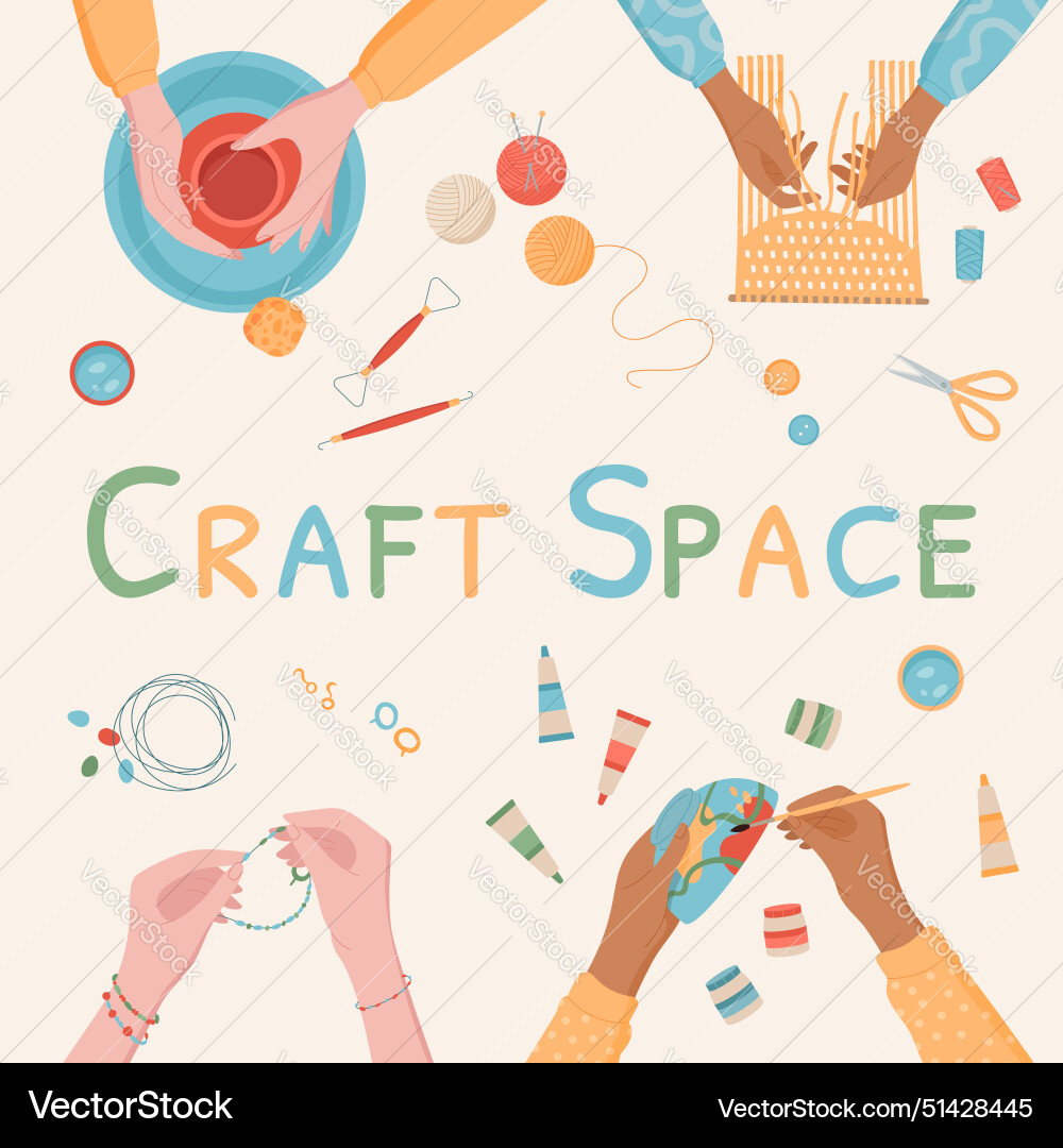 Cartoon handicraft diy hobby workshop banner Vector Image