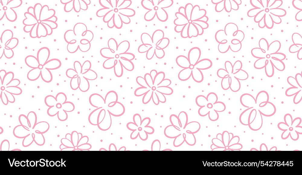 Cute Floral Doodle Pattern Royalty Free Vector Image