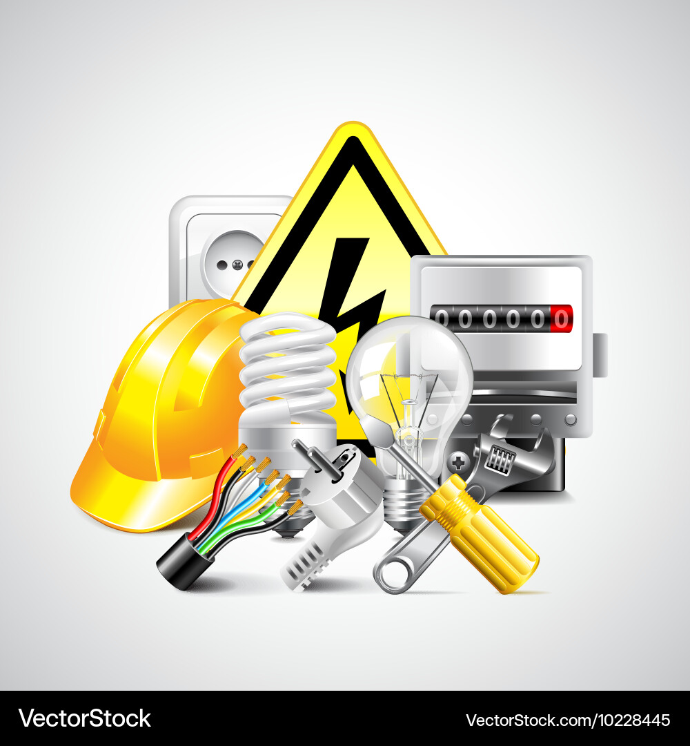 Electricity and energy tools on white background Vector Image
