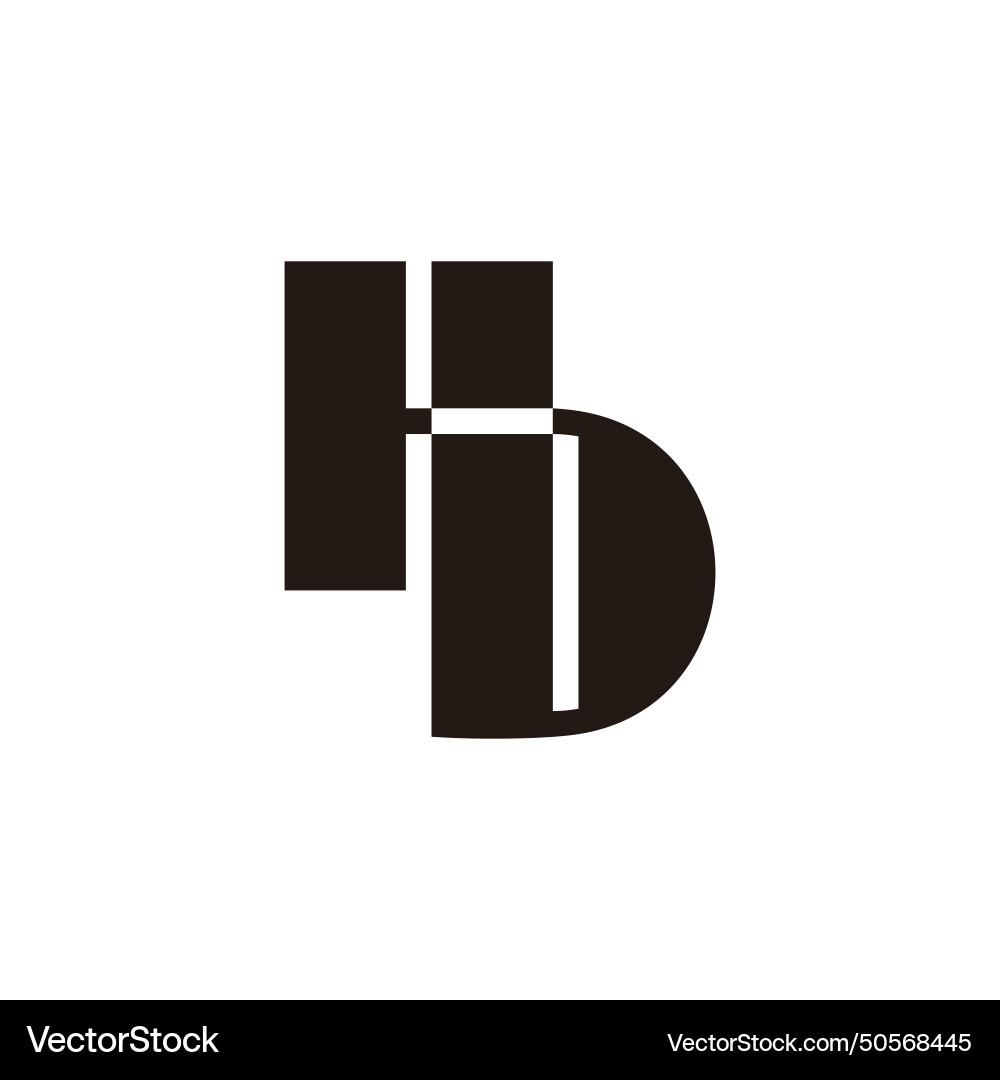 Letter hd stripes linked simple logo Royalty Free Vector