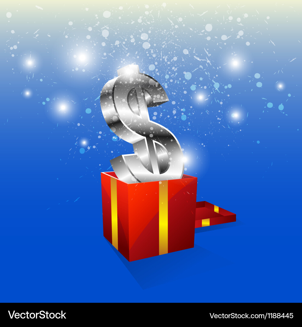 Money icon with gift box Royalty Free Vector Image
