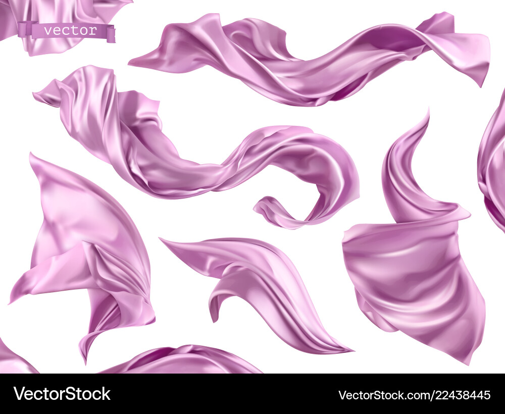 Purple Fabric Drapes - Realistic Set Royalty Free Vector
