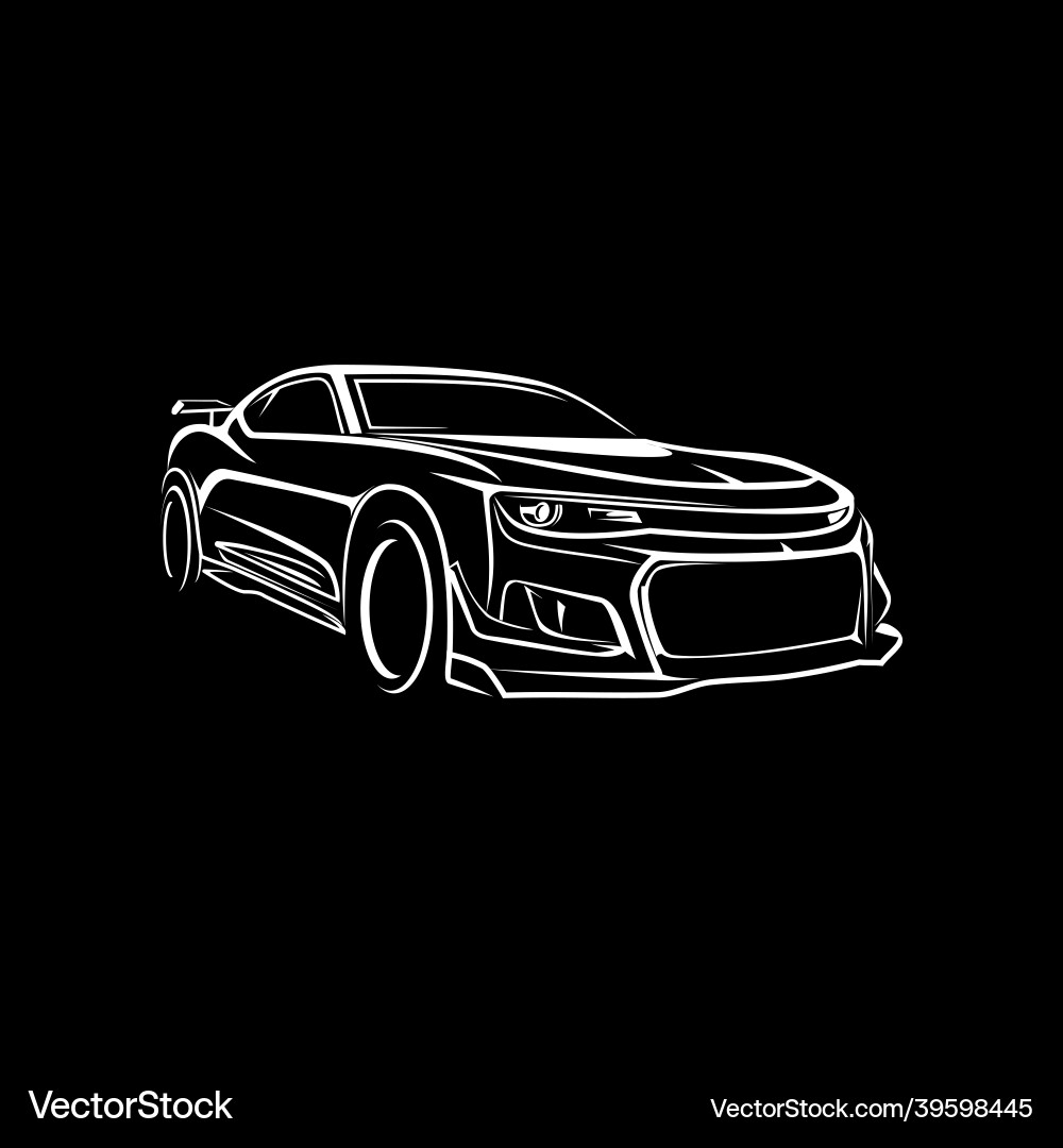 Sports car line art Royalty Free Vector Image - VectorStock