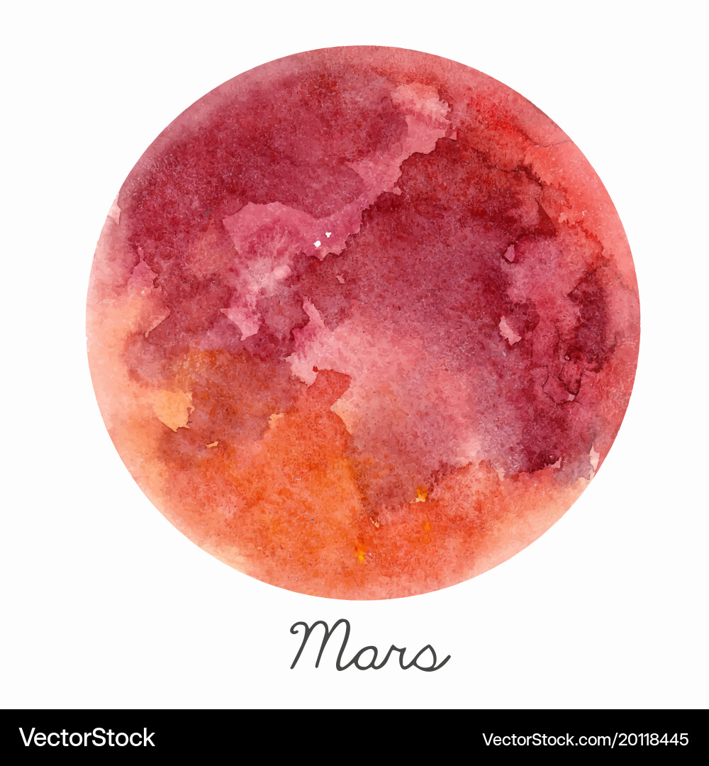 Watercolor mars planet Royalty Free Vector Image