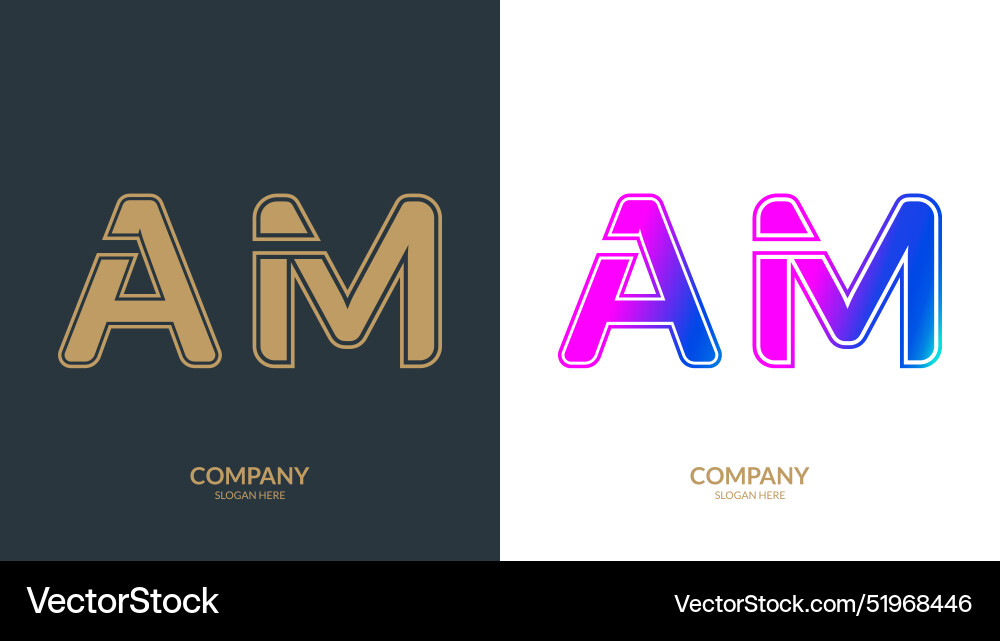 Abstract letter am logo design template Royalty Free Vector