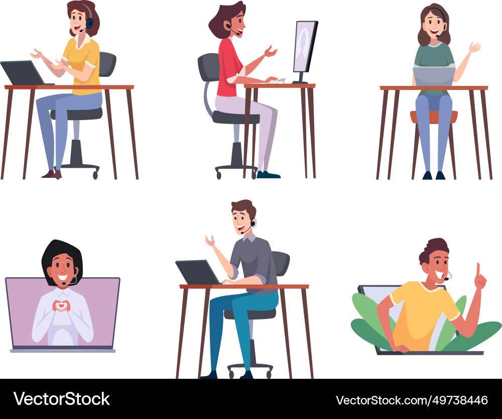 Call center people in online customer service Vector Image