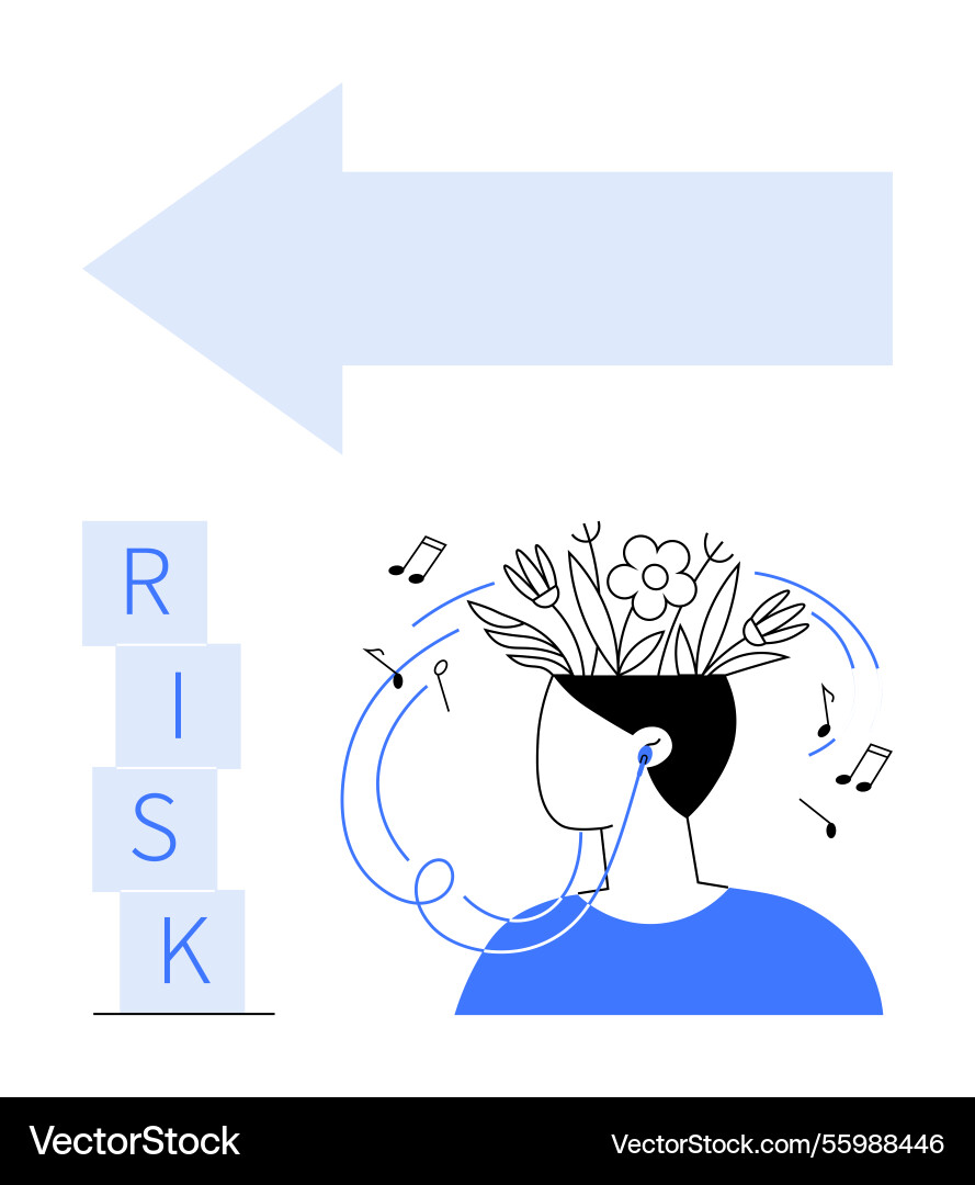 Creative mindset with music and risk concept Vector Image