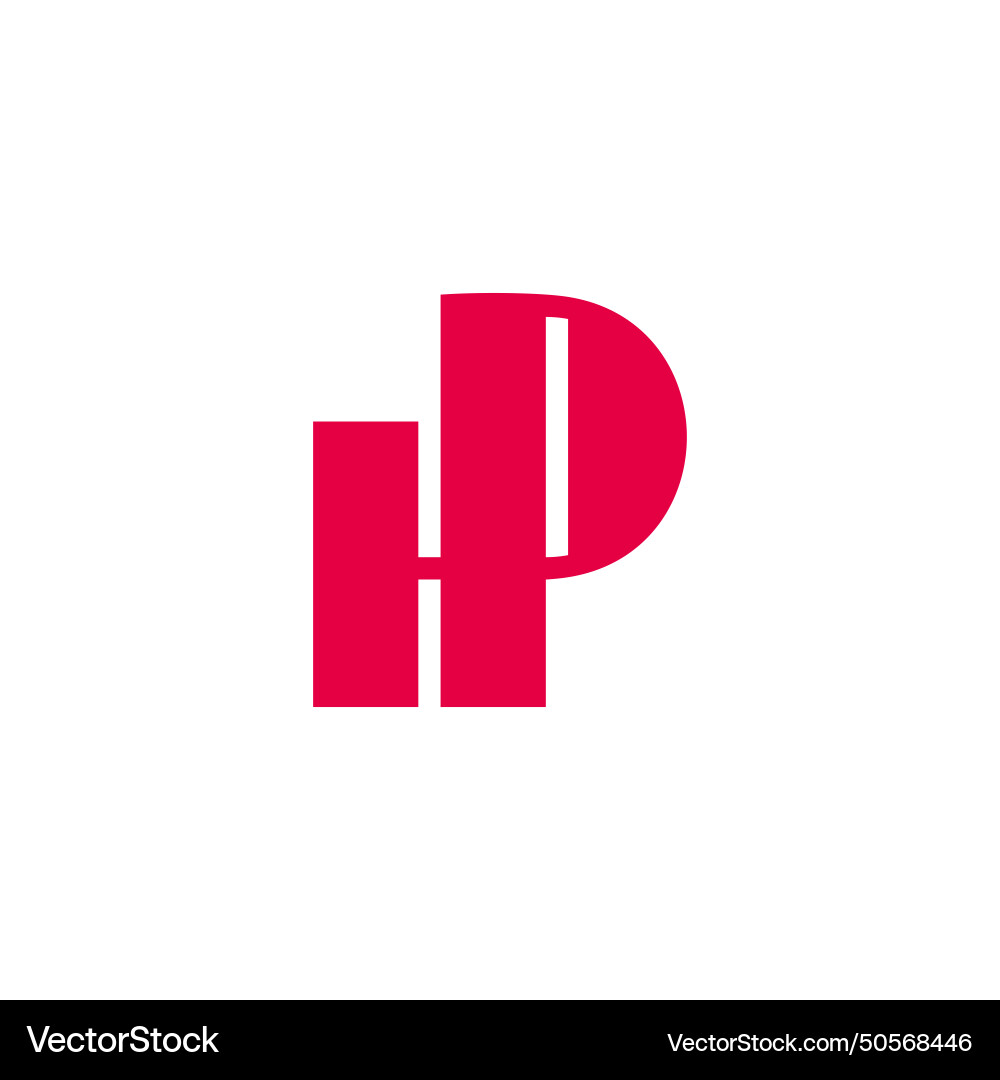 Letter hp stripes linked simple logo Royalty Free Vector