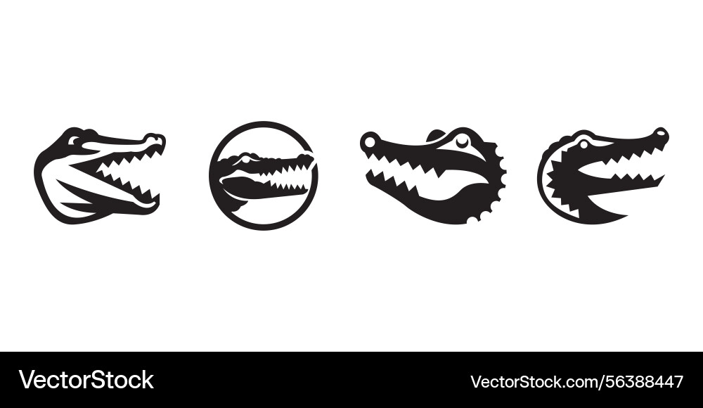Alligator Head Icon Set Royalty Free Vector Image