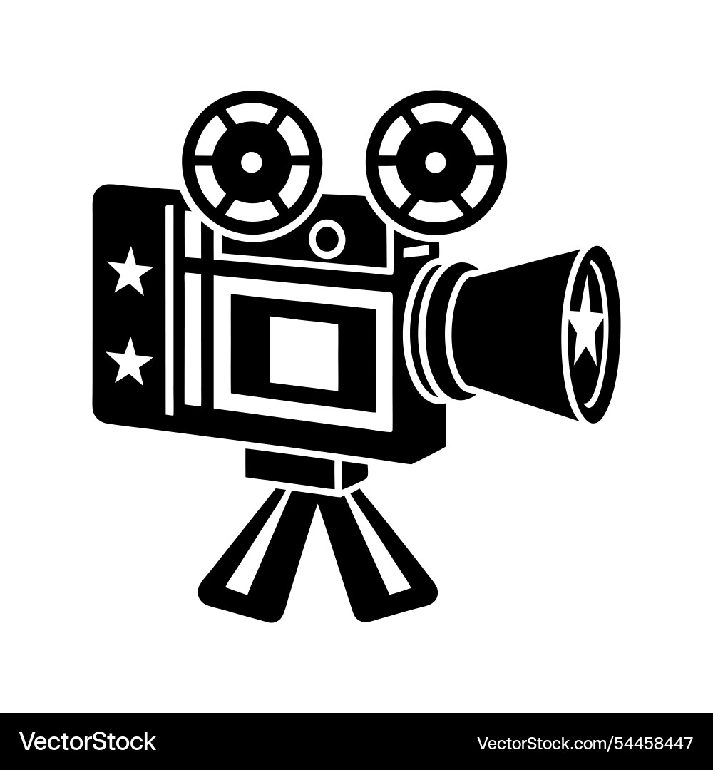 Black and white cinema camera silhouette icon Vector Image