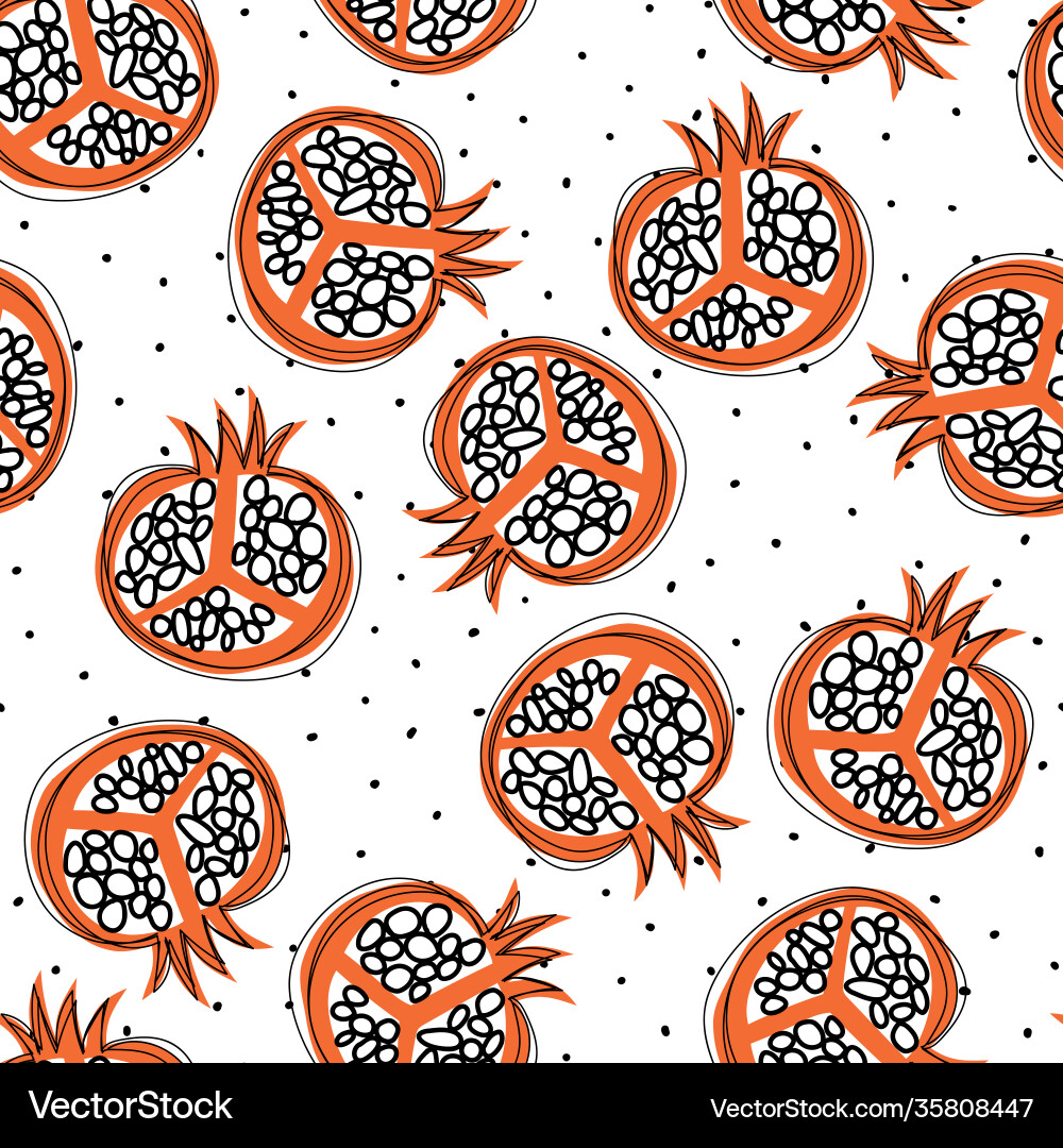 Pomegranate fruit pattern seamless Royalty Free Vector Image