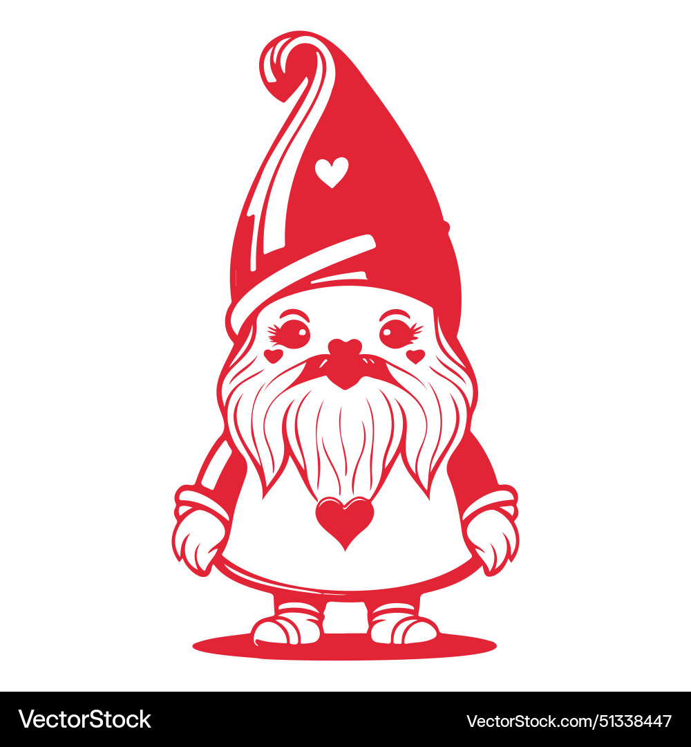 Red gnome love valentine sketch Royalty Free Vector Image