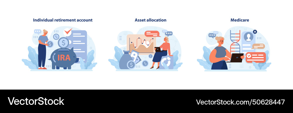 Retirement planning set Royalty Free Vector Image