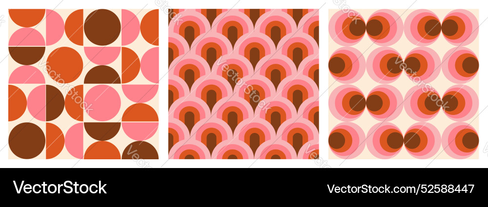 Retro 70s Pink Pattern Collection Royalty Free Vector Image