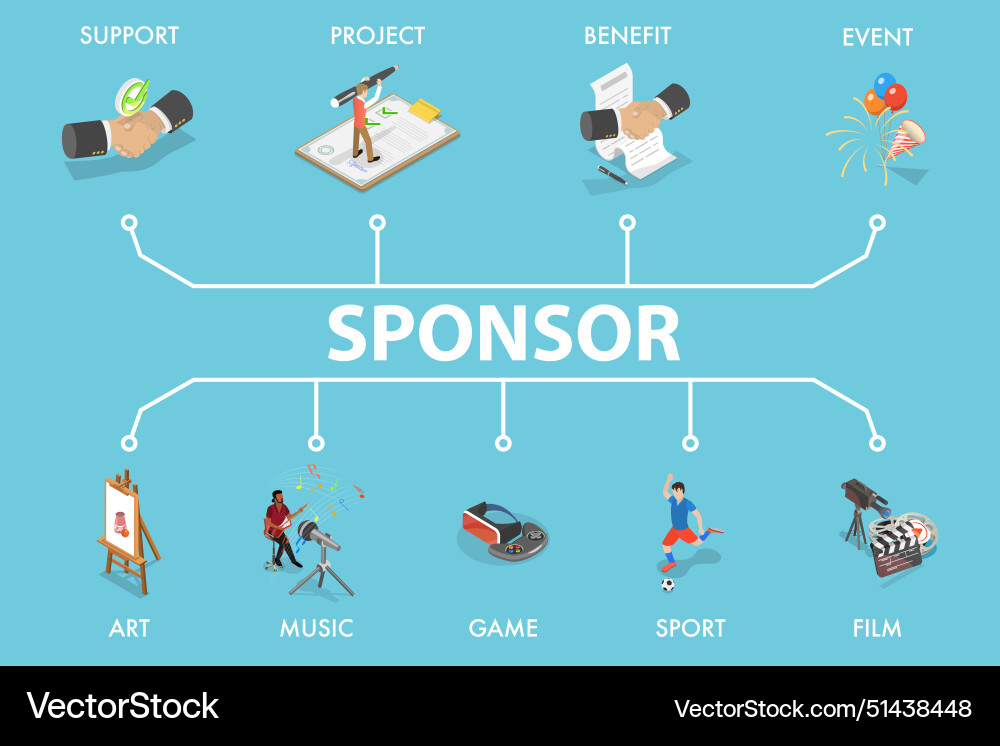 3d isometric flat of sponsor Royalty Free Vector Image