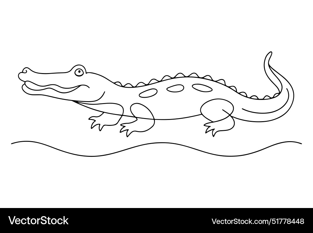 Alligator continuous line art on white background Vector Image